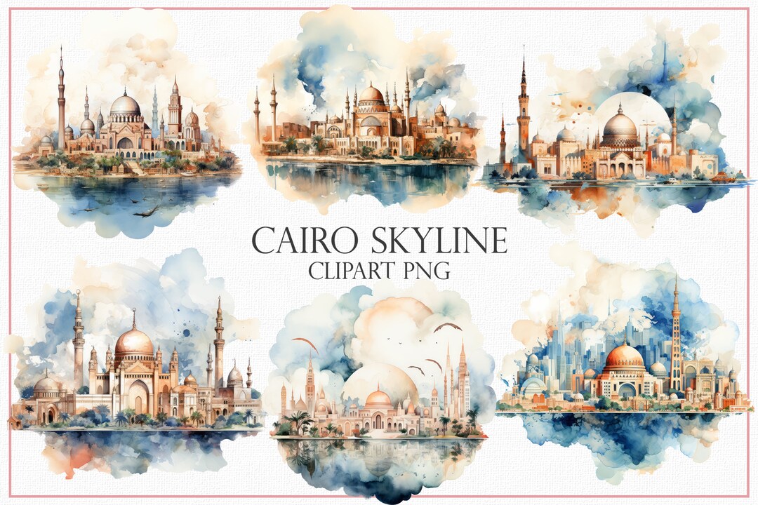 Cairo Skyline Clipart PNG - 24 Digital Cityscape Silhouette Overlay ...