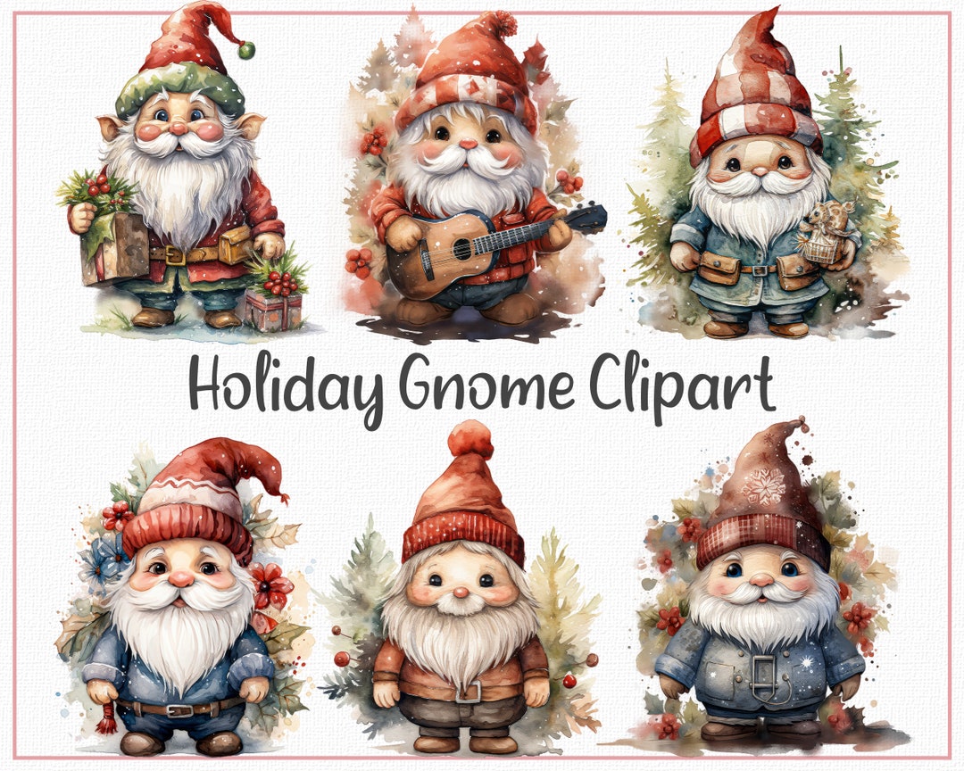 Holiday Gnome Clipart, Festive Gnome PNG, Whimsical Christmas Gnome ...