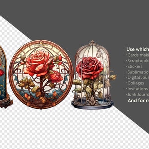 Eternal Rose Clipart Instant Download, Transparent Floral Graphic ...