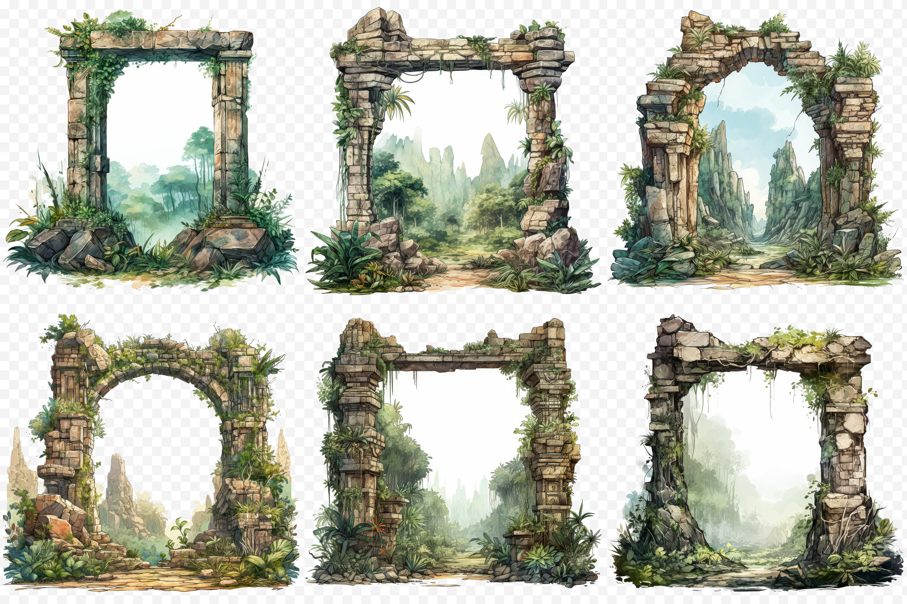 Ancient Ruins Frame Clipart | 28 High-quality PNG Designs for ...