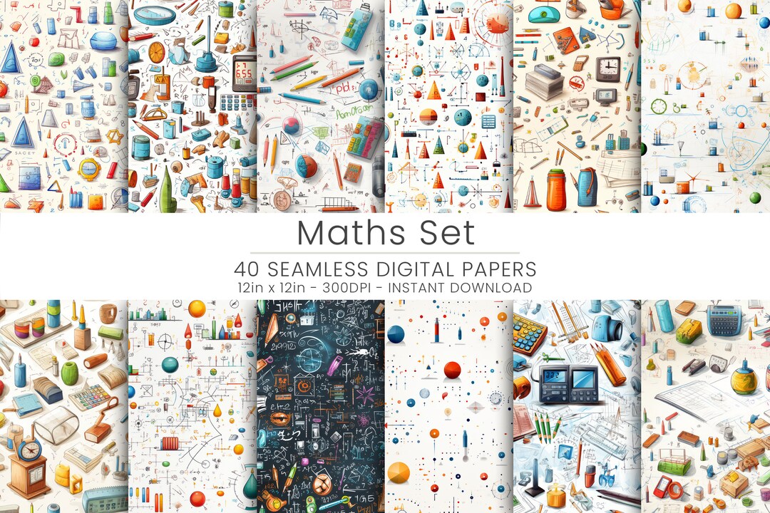 40 Maths Set Digital Paper - Add a Geometric Touch to Your Creations ...