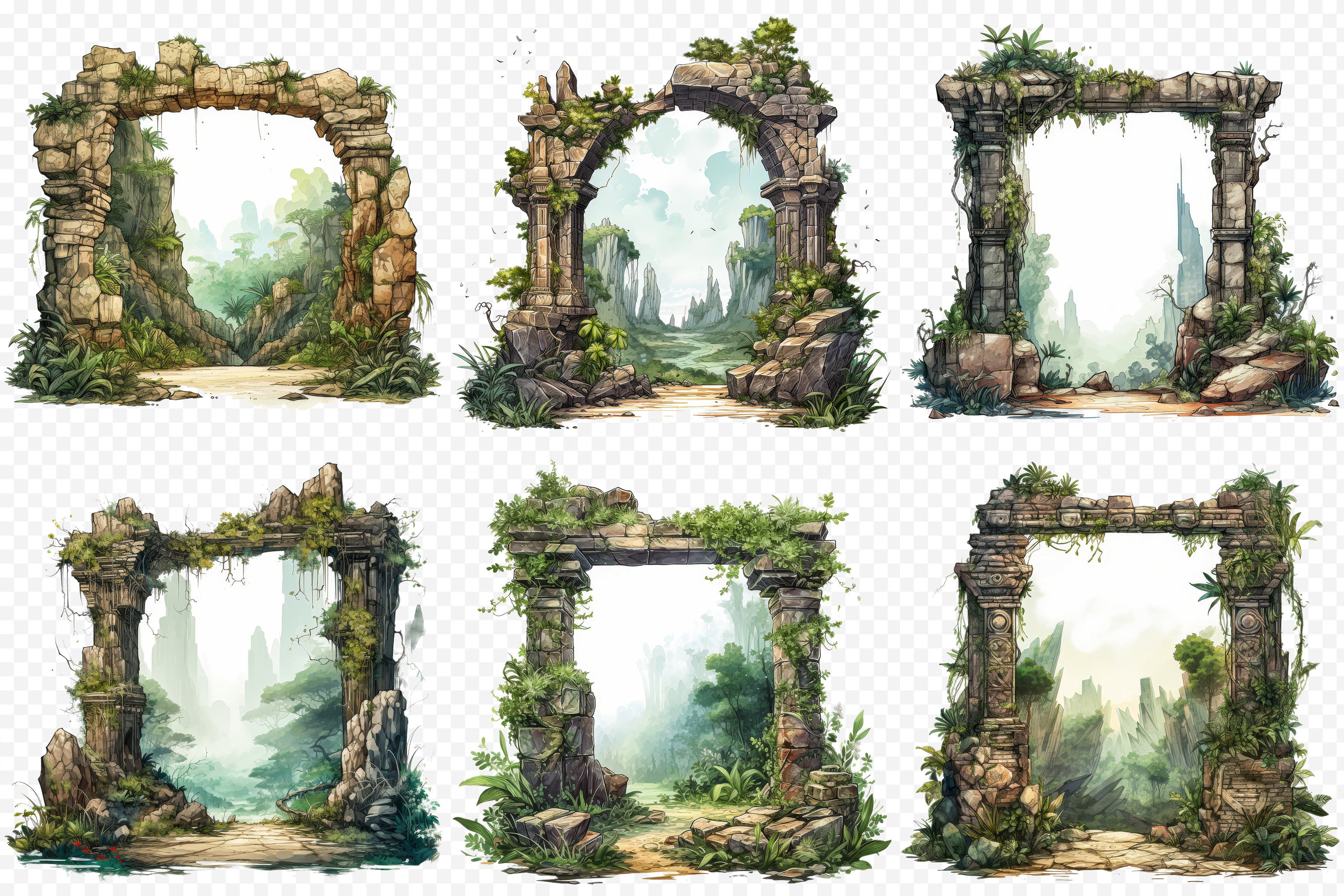 Ancient Ruins Frame Clipart | 28 High-quality PNG Designs for ...