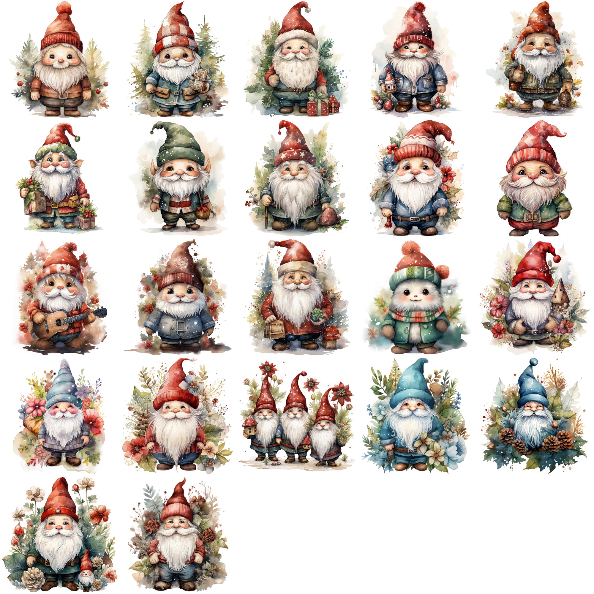 Holiday Gnome Clipart, Festive Gnome PNG, Whimsical Christmas Gnome ...