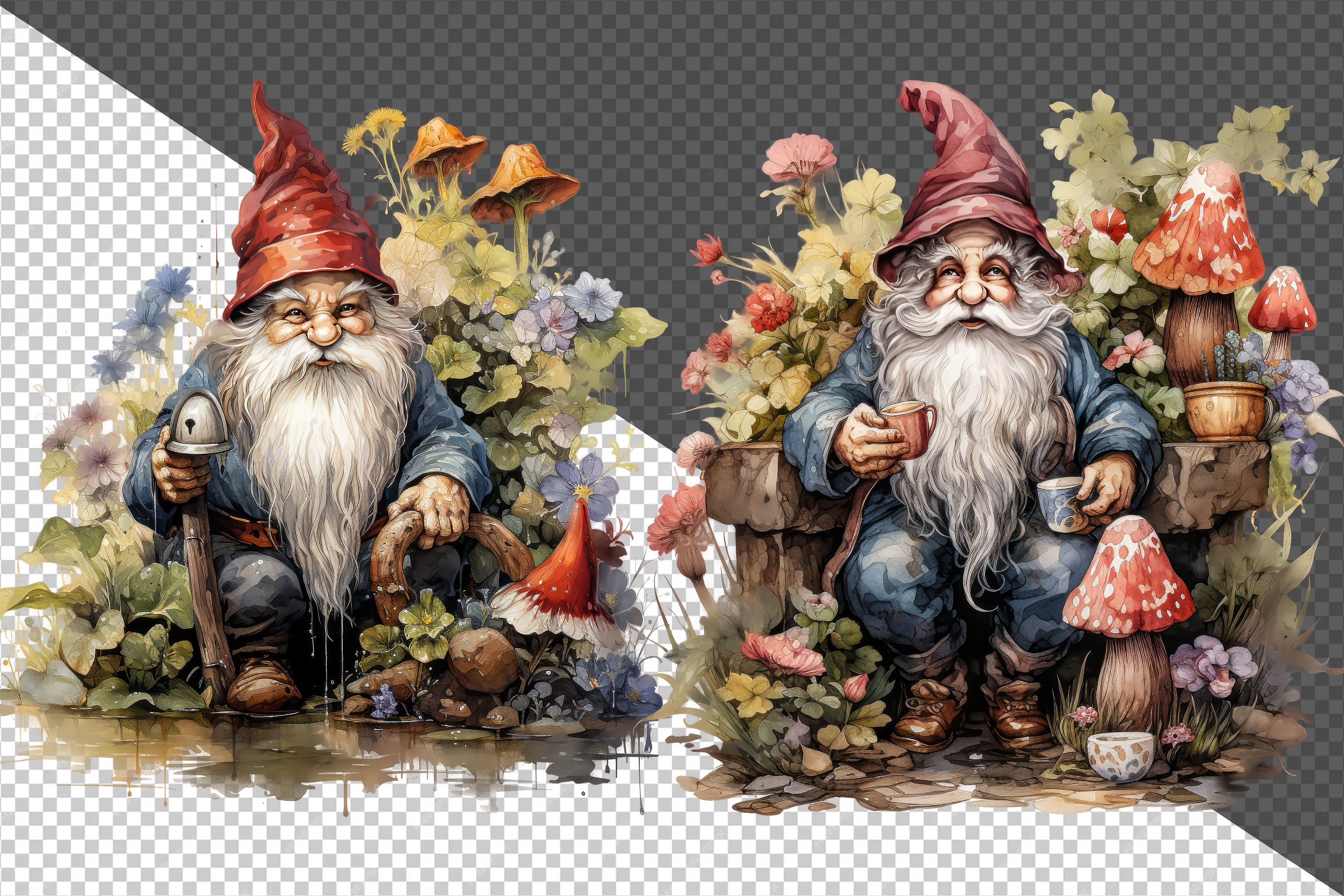 Forest Gnome Clipart, Woodland Gnome PNG, Whimsical Nature Gnome ...
