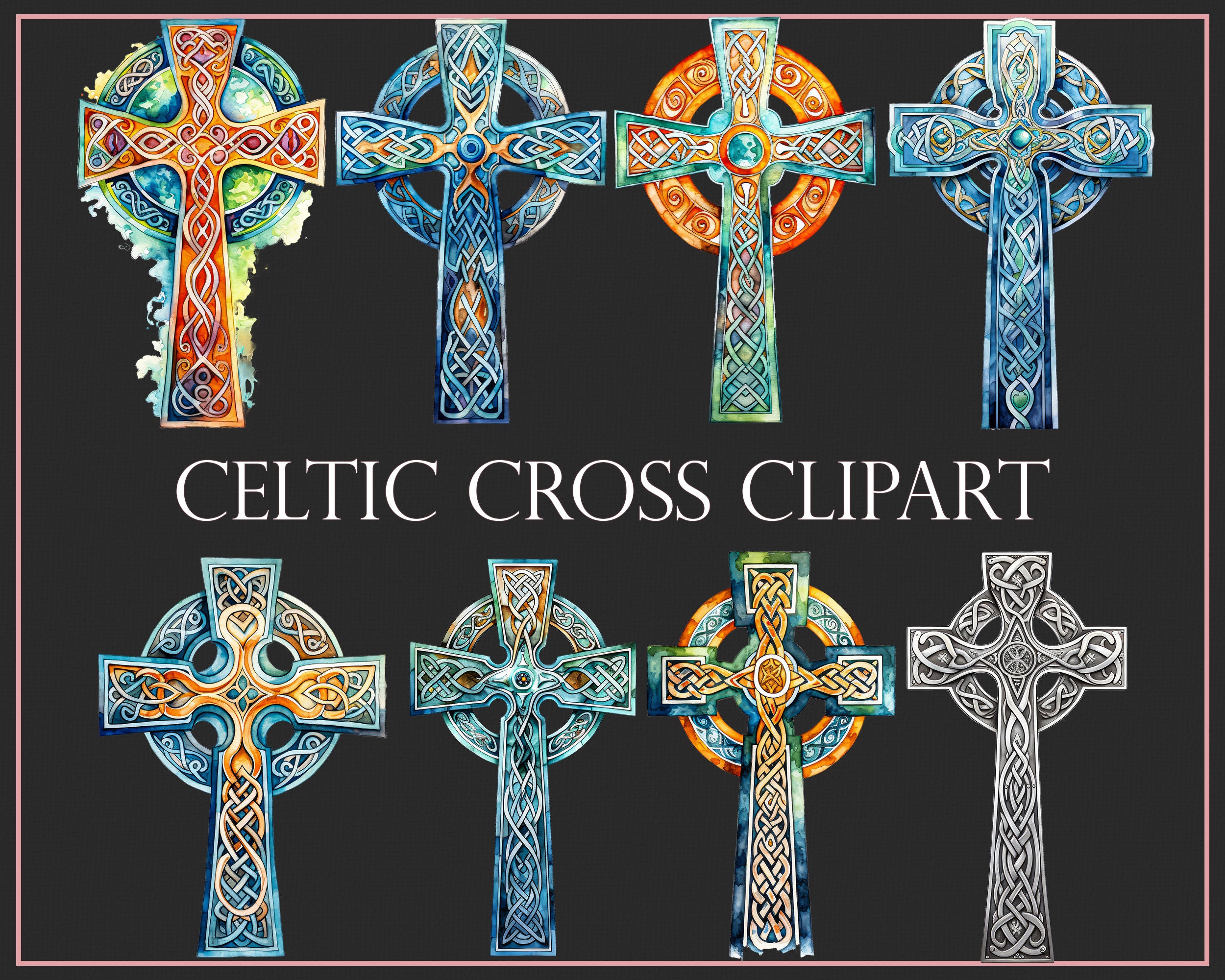 Celtic Cross Clipart – 27 Irish Illustrations (digital PNG) - Etsy