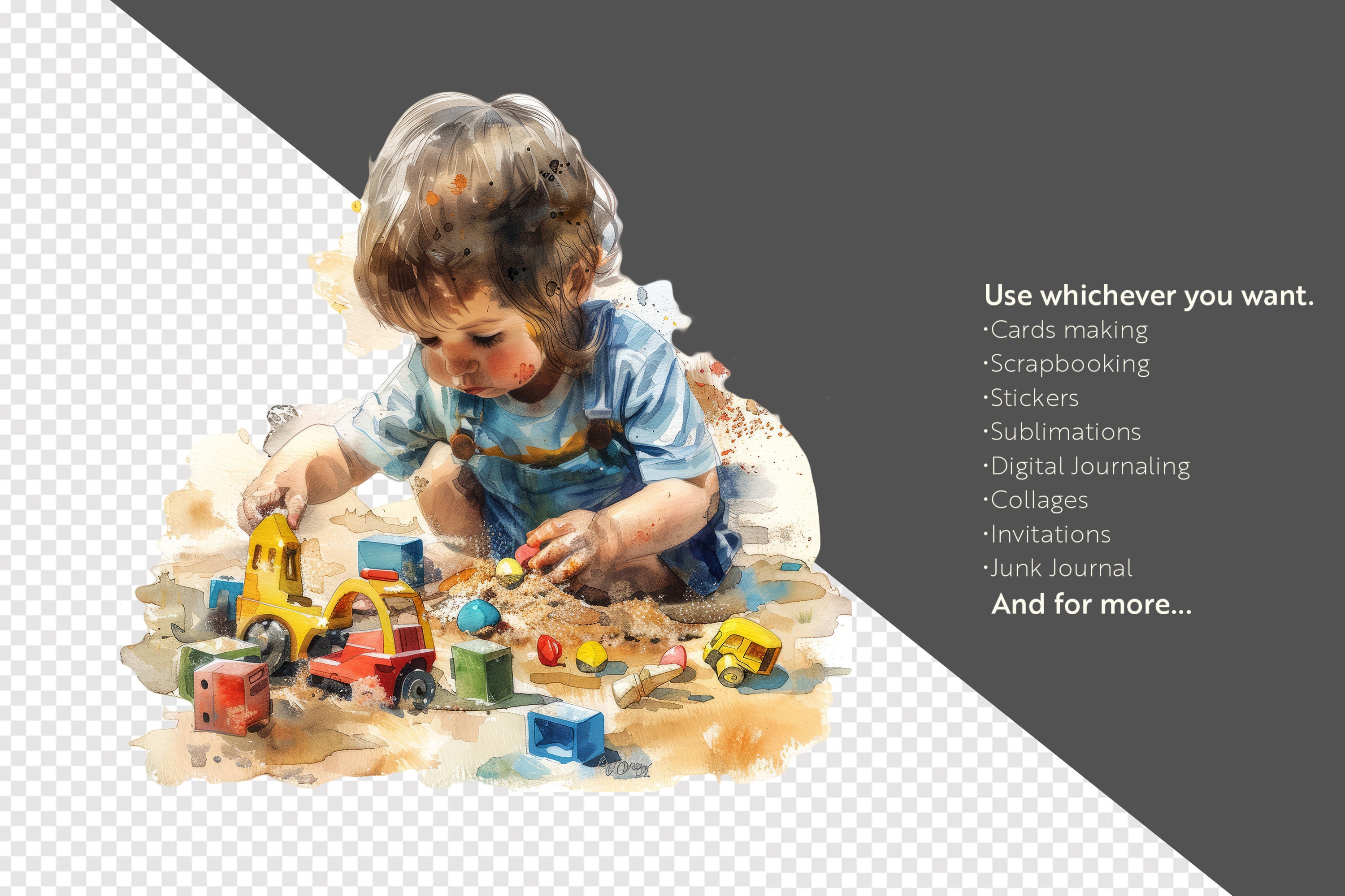 Watercolor Children Playing in Sandbox Clipart PNG, 38 Kids Playing ...