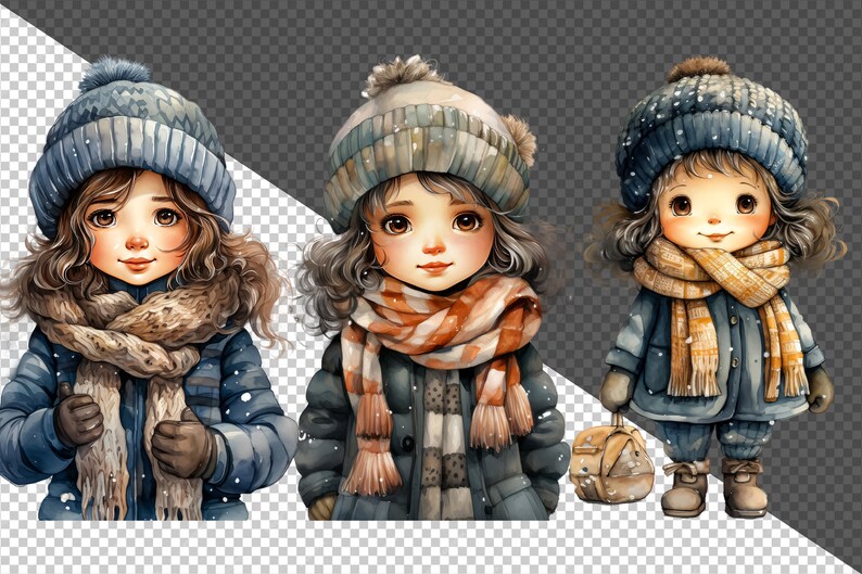 Christmas Dolls Clip Art, Holiday PNG Graphics (digital Download) - Etsy