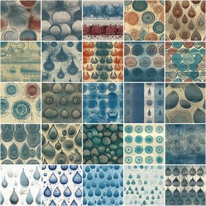 Watercolor Boho Rain Drops, 25 Bohemian Raindrop Design Texture ...