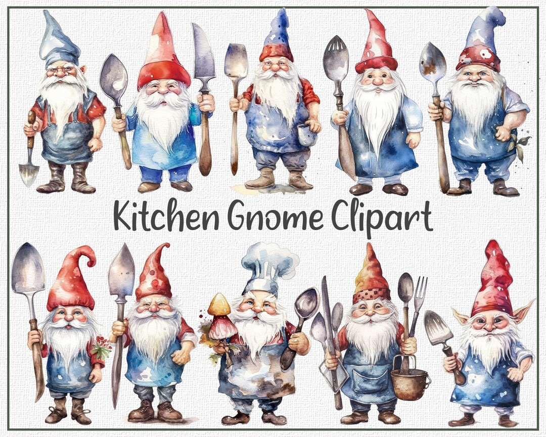 Kitchen Gnome Clipart, Culinary Gnome PNG, Cooking Gnome Illustrations ...