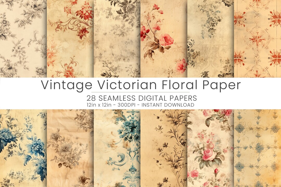 28 Vintage Victorian Floral Paper Digital Paper, Home Decor, Repeatable ...