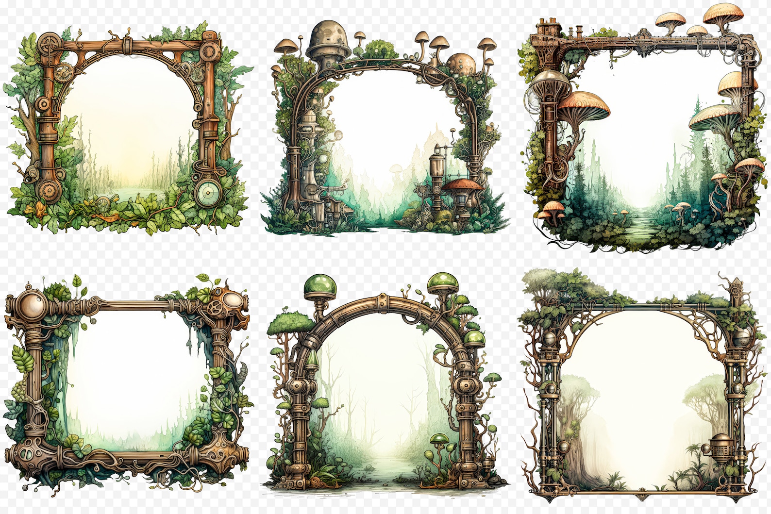 Steampunk Forest Frames 26 Enchanting PNG Designs for Crafts ...
