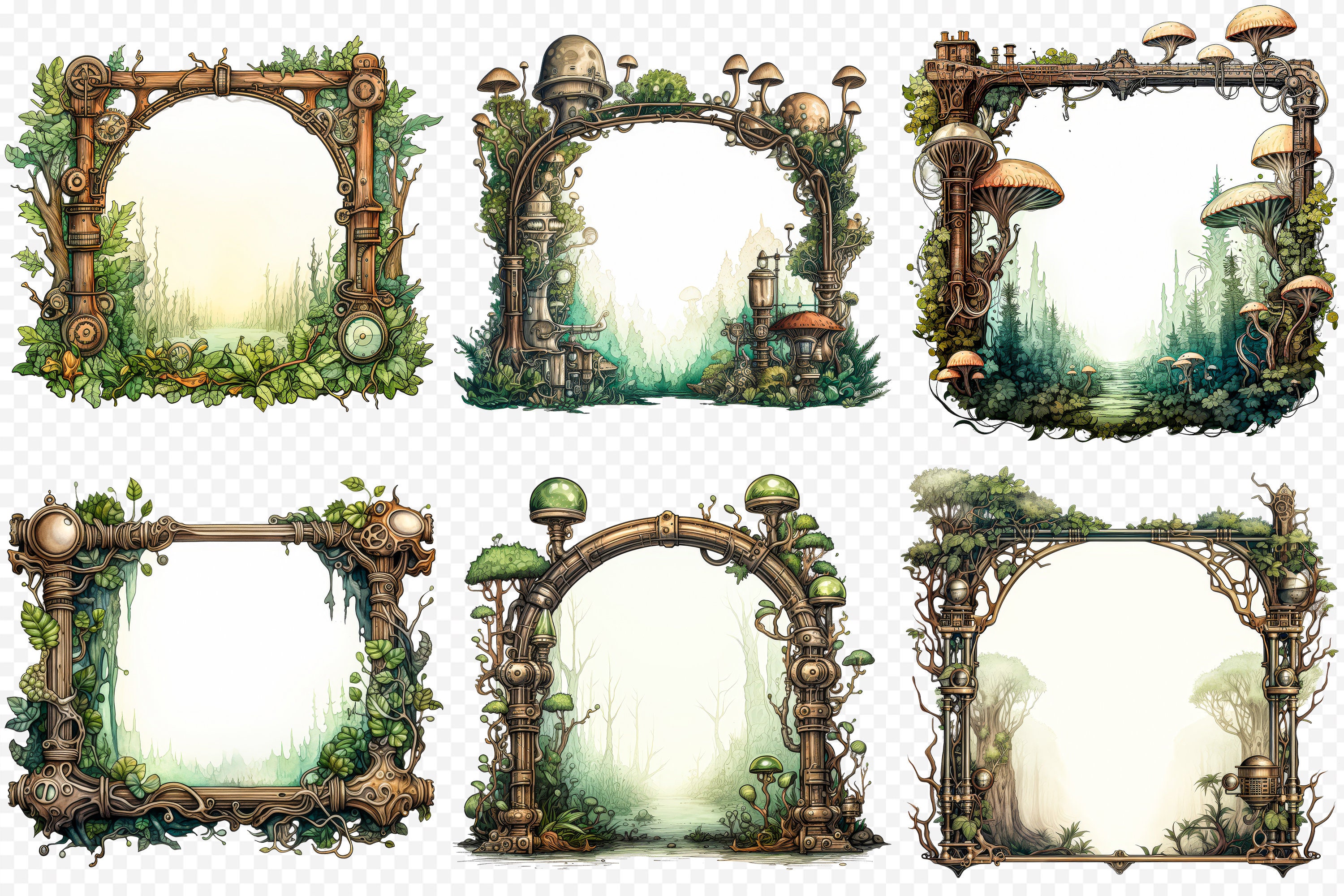 Steampunk Forest Frames 26 Enchanting PNG Designs for Crafts ...