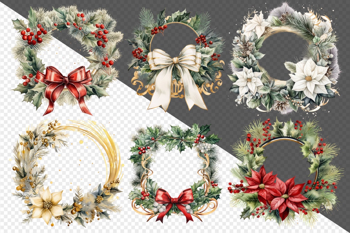 Christmas Wreath Clipart Christmas Winter Holiday Clip Art in PNG ...