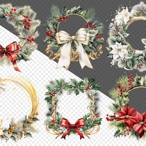 Christmas Wreath Clipart - Christmas Winter Holiday Clip Art in PNG ...