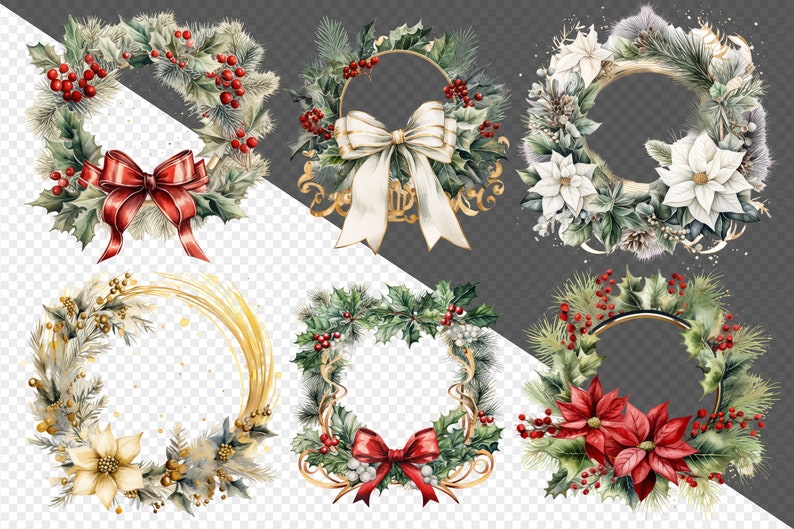 Christmas Wreath Clipart Christmas Winter Holiday Clip Art in PNG ...