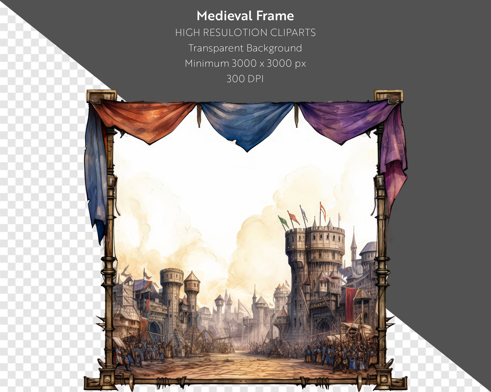 Medieval Frame Clipart 23 Vintage Borders, Renaissance Design, Old ...