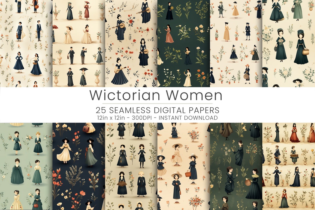 25 Victorian Women and Men Digital Paper Transport Your Creations to ...