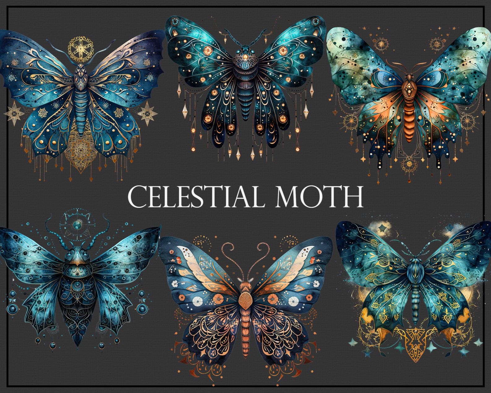 Celestial Moth Clipart Mystical Moth PNG, Ethereal Luna Moth Graphics ...