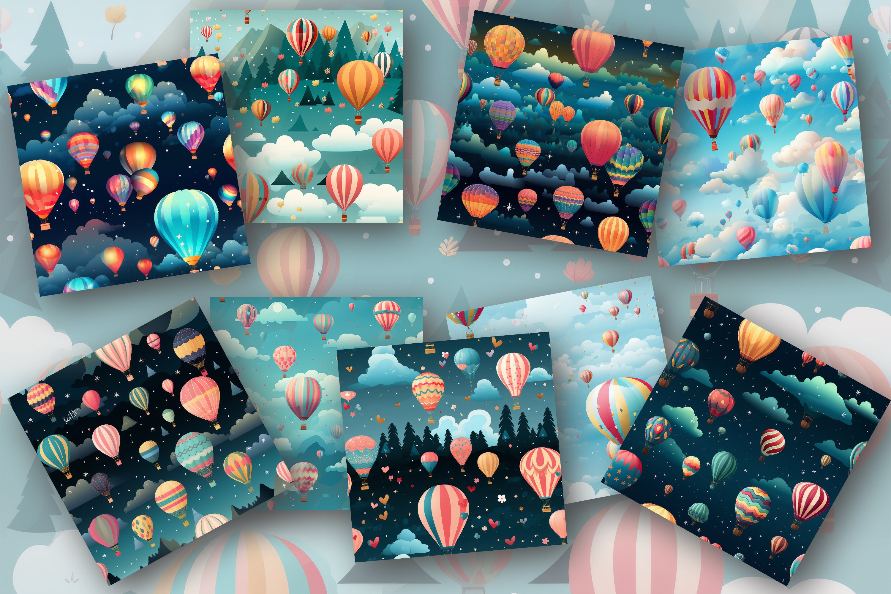Sky Air Balloon Digital Paper Collection 28 High-resolution Hot Air ...