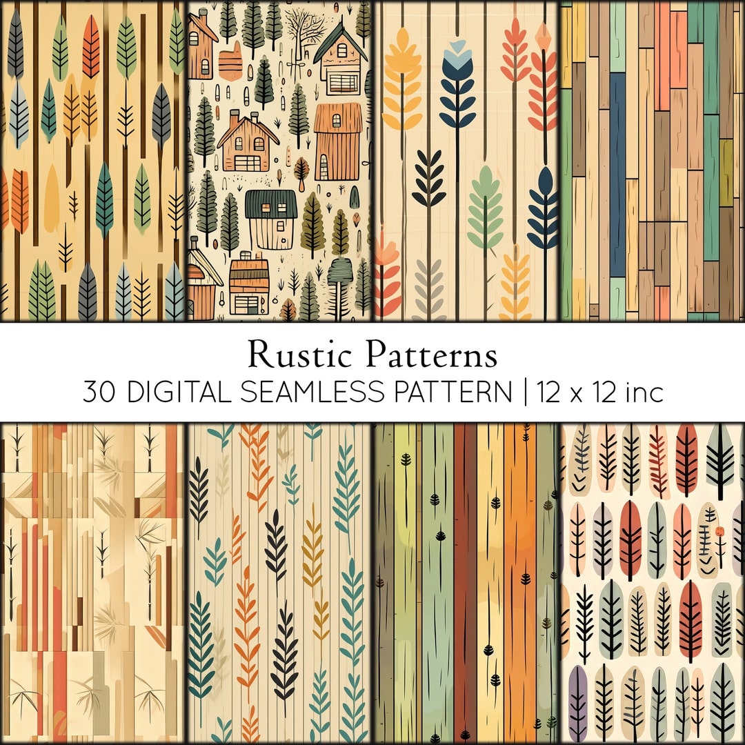30 Rustic Wood and Forest Patterns | Seamless Digital Paper | 300 DPI ...