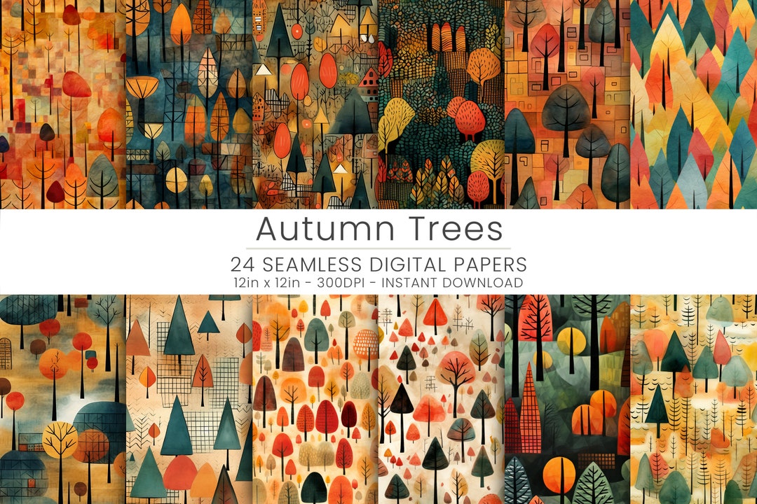 24 Autumn Trees Digital Paper, Digital Paper, JPG, Instant Download ...