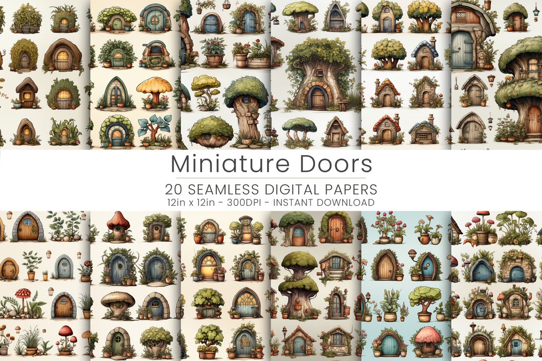 20 Miniature Doors Digital Paper, Home Decor, Repeatable, Scrapbooking ...