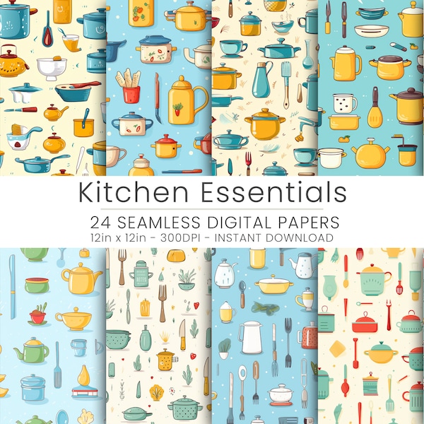 Digital Kitchen Scrapbook Paper - Etsy