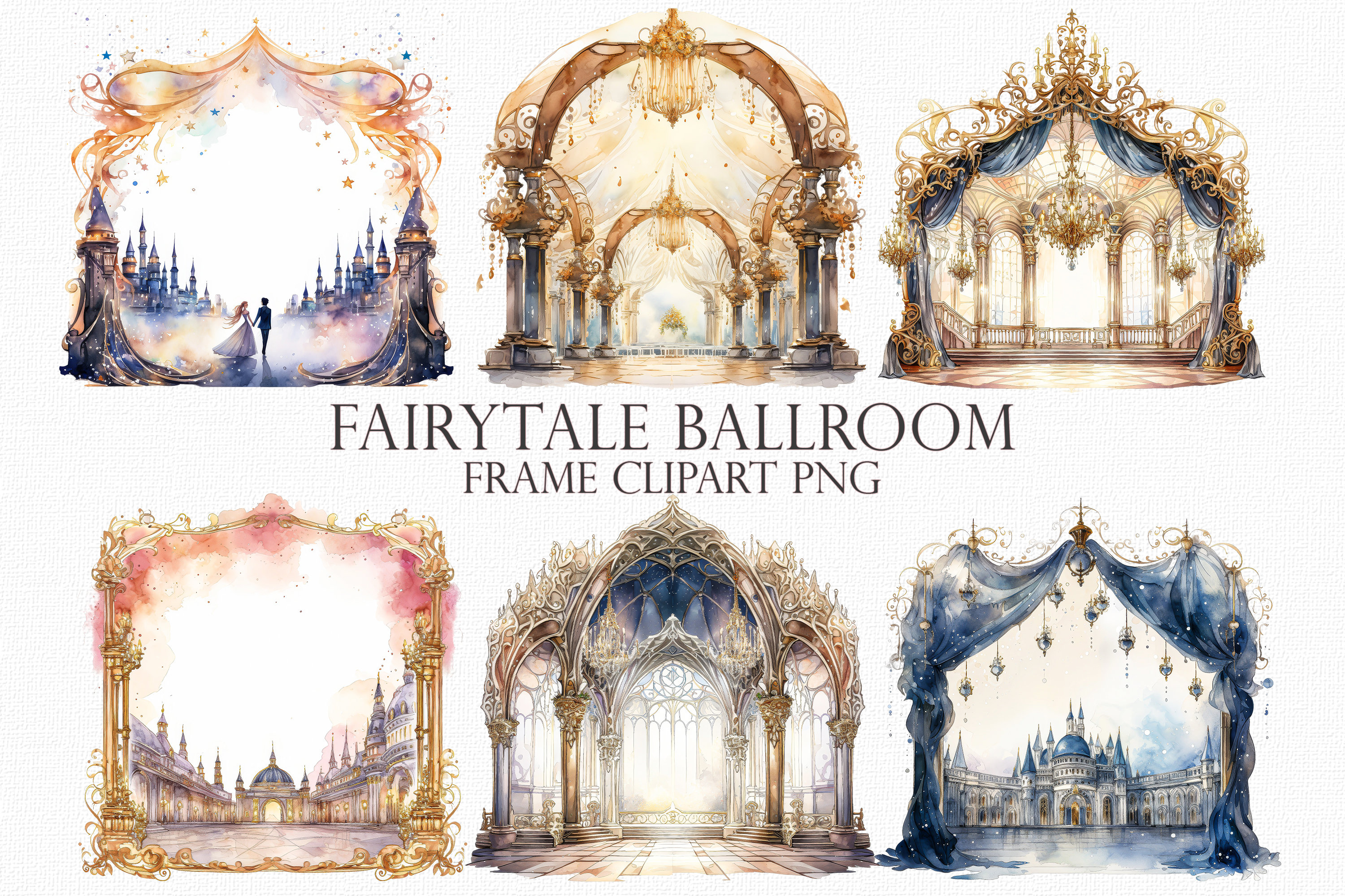 Fairytale Ballroom Frame Clipart, 27 PNG Image Princess Ballroom Border ...