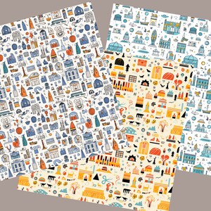 15 Seamless Architectural Patterns Vector Buildings and Monuments ...