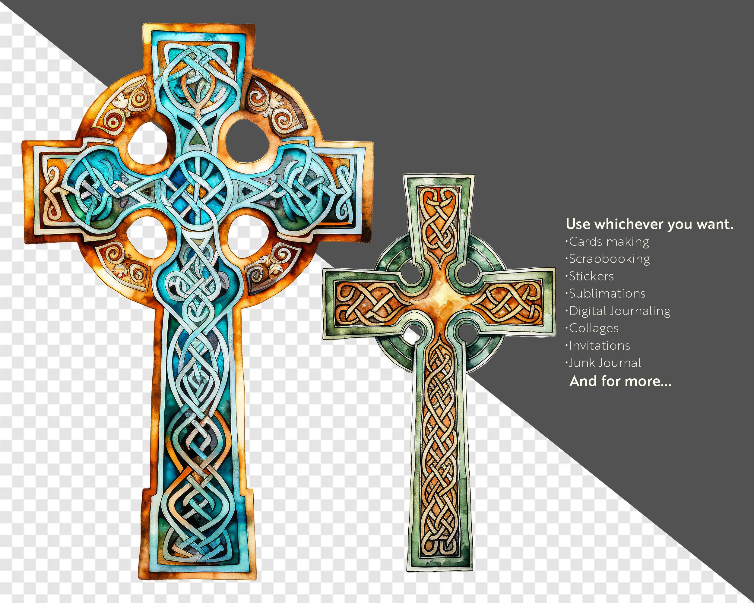 Celtic Cross Clipart – 27 Irish Illustrations (digital PNG) - Etsy