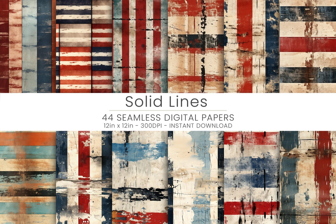 44 Solid Lines Digital Paper Pack - Seamless Striped Patterns for ...