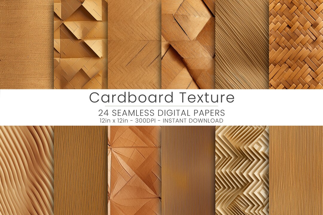 24 Seamless Cardboard Texture Digital Paper, Rustic Brown Craft ...