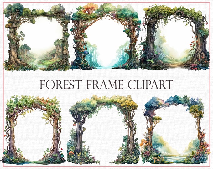 Watercolor Forest Frame Clipart Digital Paper Crafts Frame Border ...