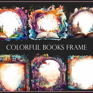 Colorful Book Frame Clipart Collection, Whimsical Bookish Frames ...