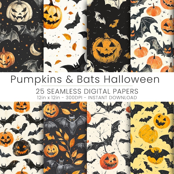 Pumpkins and Bats - Etsy