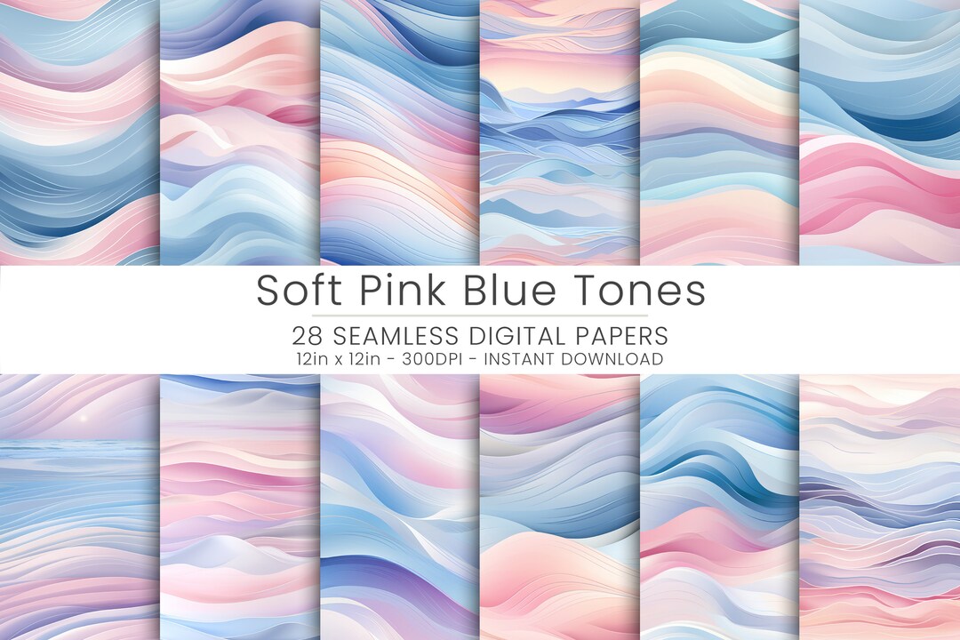 28 Soft Pink Blue Digital Paper - Dive Into Serenity and Elegance ...