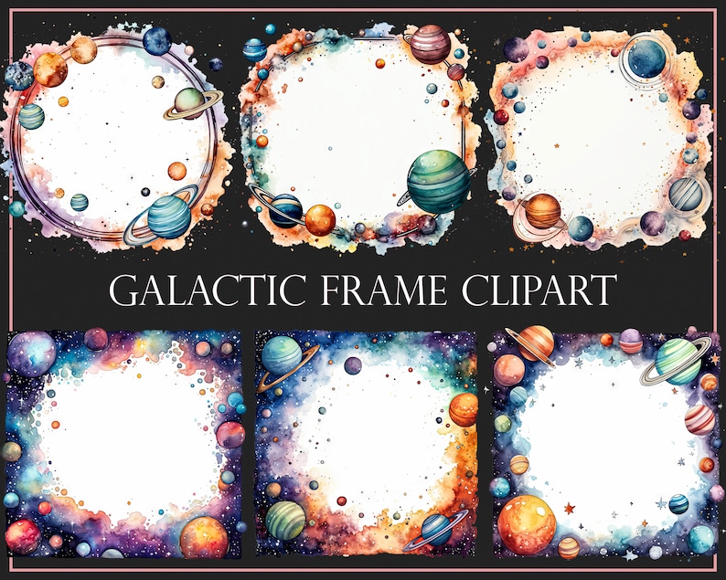 Galactic Frame Clipart, 28 Space-inspired Creativity, Celestial Art ...
