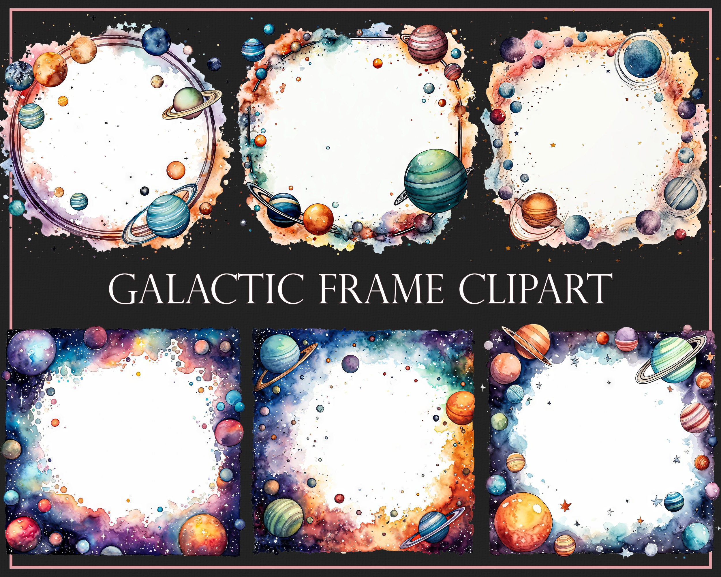 Galactic Frame Clipart, 28 Space-inspired Creativity, Celestial Art ...