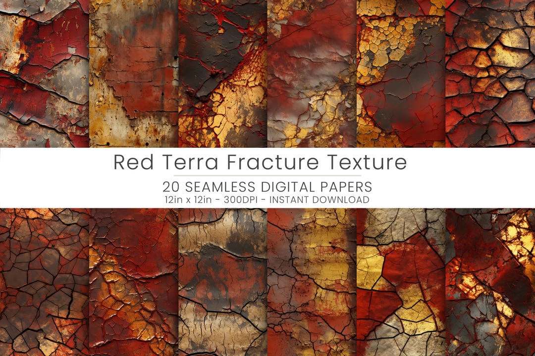 20 Red Terra Fracture Texture Seamless Pattern – Earthy, Rustic Digital ...