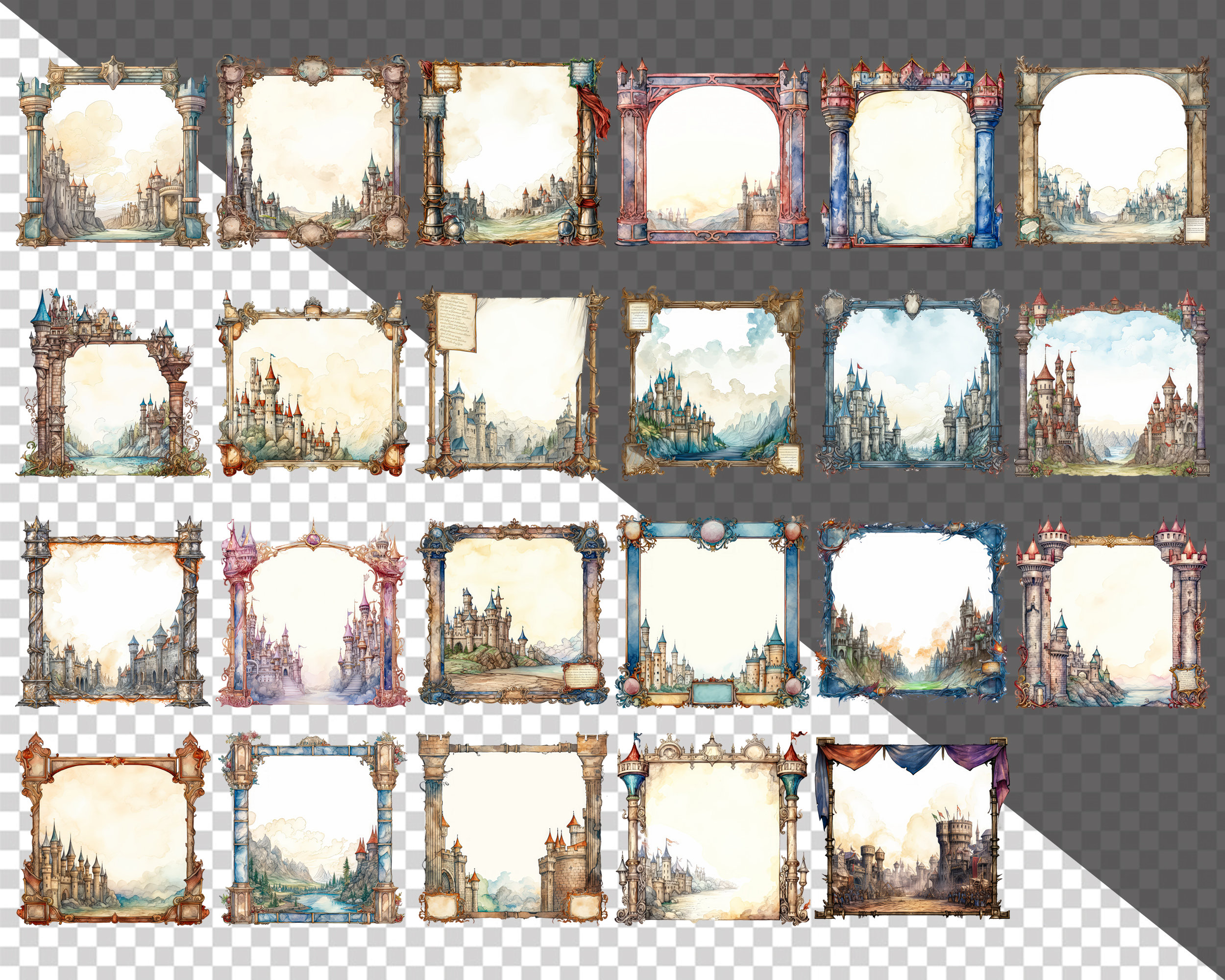 Medieval Frame Clipart 23 Vintage Borders, Renaissance Design, Old ...