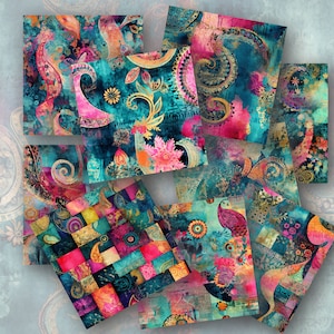 Colorful Hippie Boho, 20 Colorful Bohemian Texture Seamless Repeat ...