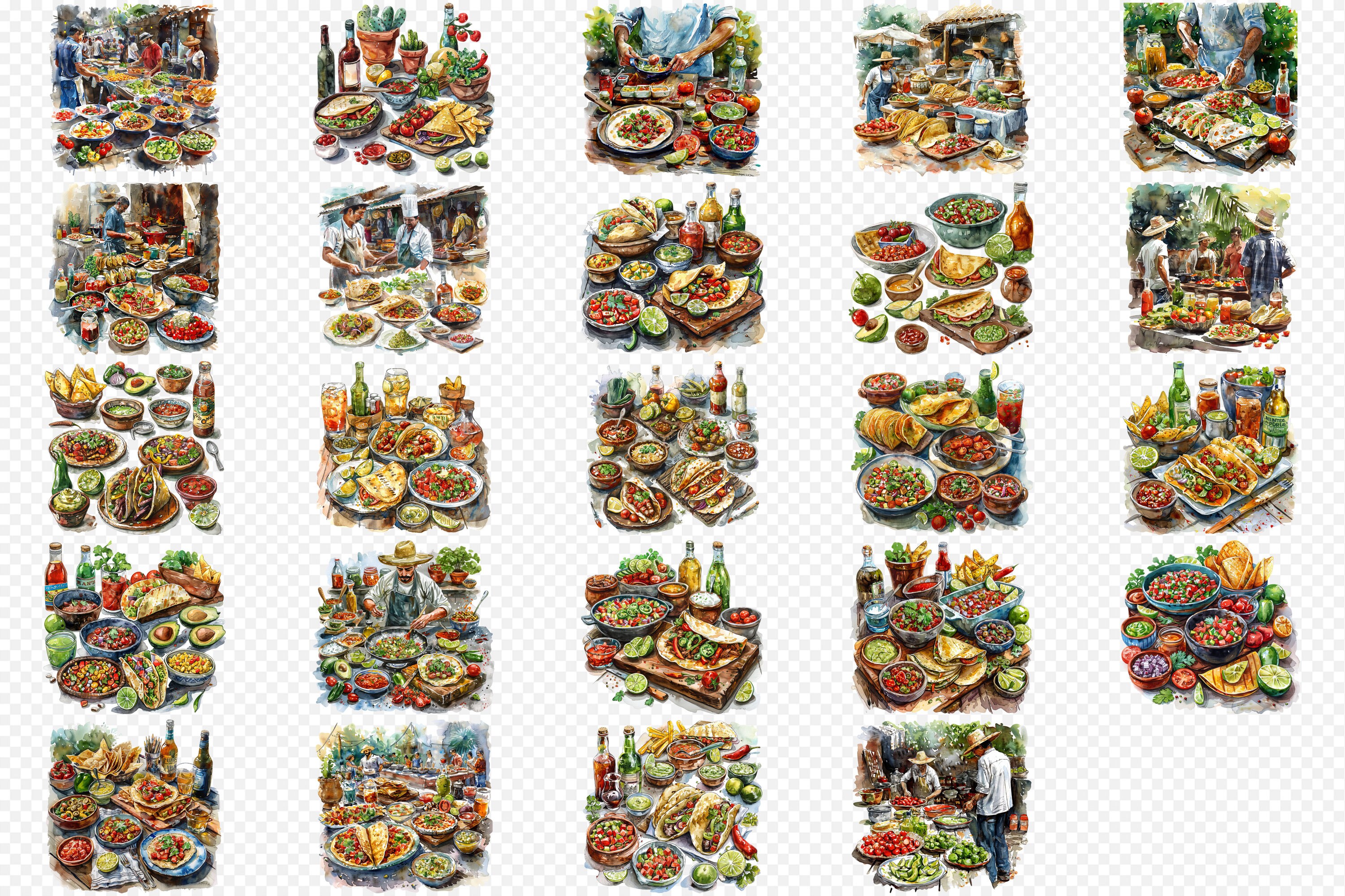 24 Mexican Food Clipart, Png, Repeatable, JPG, Scrapbooking Art, Cinco ...