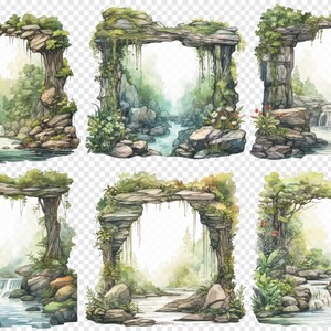Woodland Waterfall Frame Clipart Set | 24 Nature Frames for ...