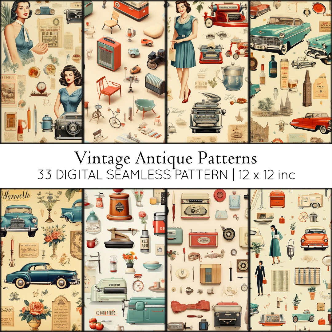 33 Vintage Antique Patterns Digital Paper, Scrapbooking,invitations,and ...