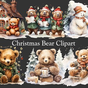 51 Christmas Bear Clipart, Winter Theme Bear, Scrapbooking, Invitations ...