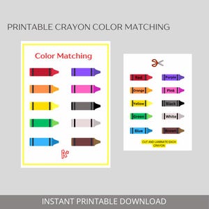 Classroom Coloring Match | Crayon Color Matching | Instant Printable ...