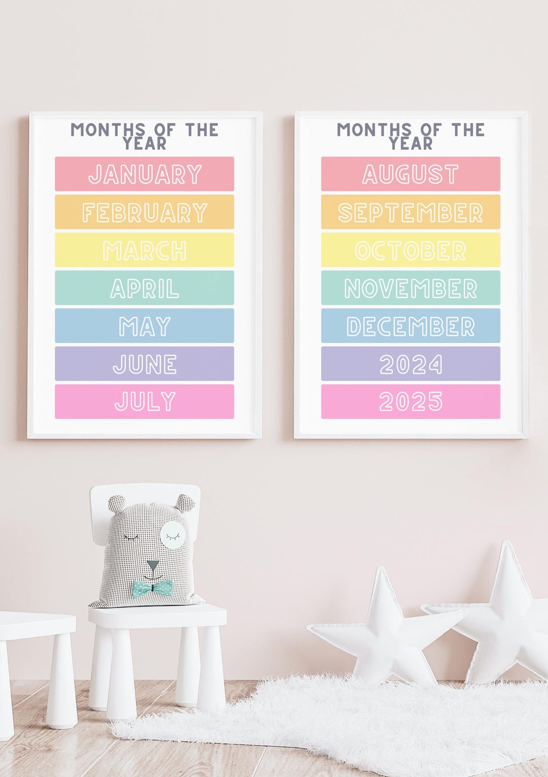 Classroom Months of the Year Poster English Spanish - Etsy