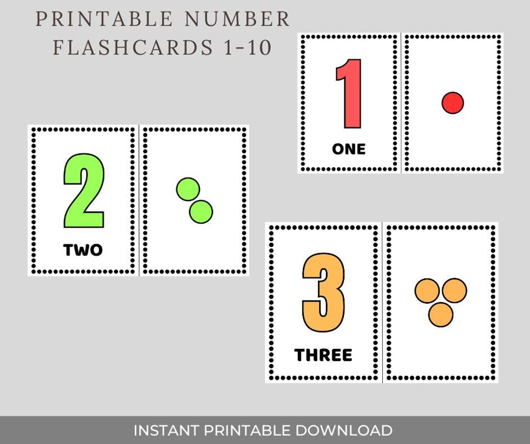 Classroom Number Flashcards With Counting Dots 1-10 - Etsy