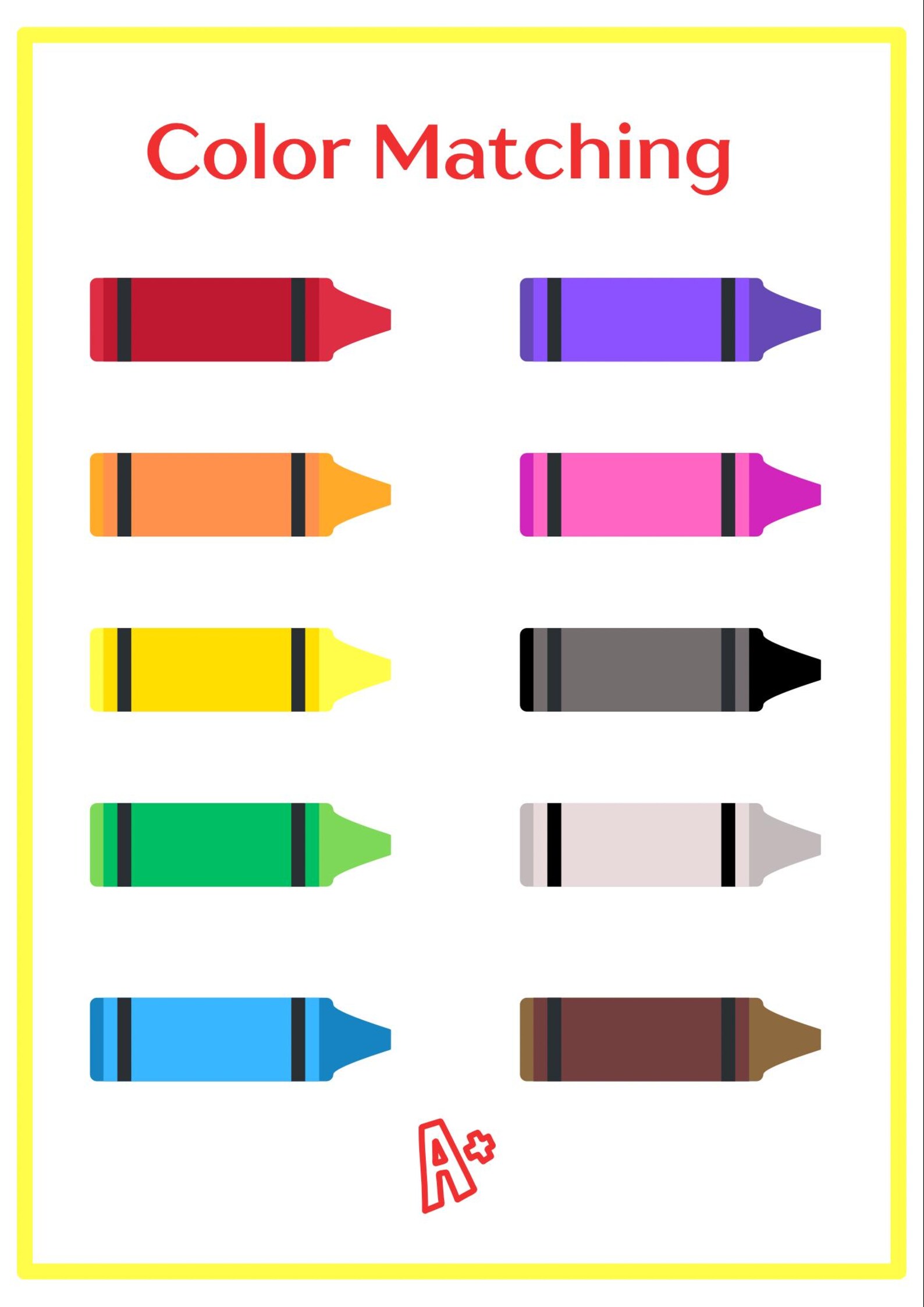 Classroom Coloring Match | Crayon Color Matching | Instant Printable ...