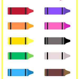 Classroom Coloring Match | Crayon Color Matching | Instant Printable ...
